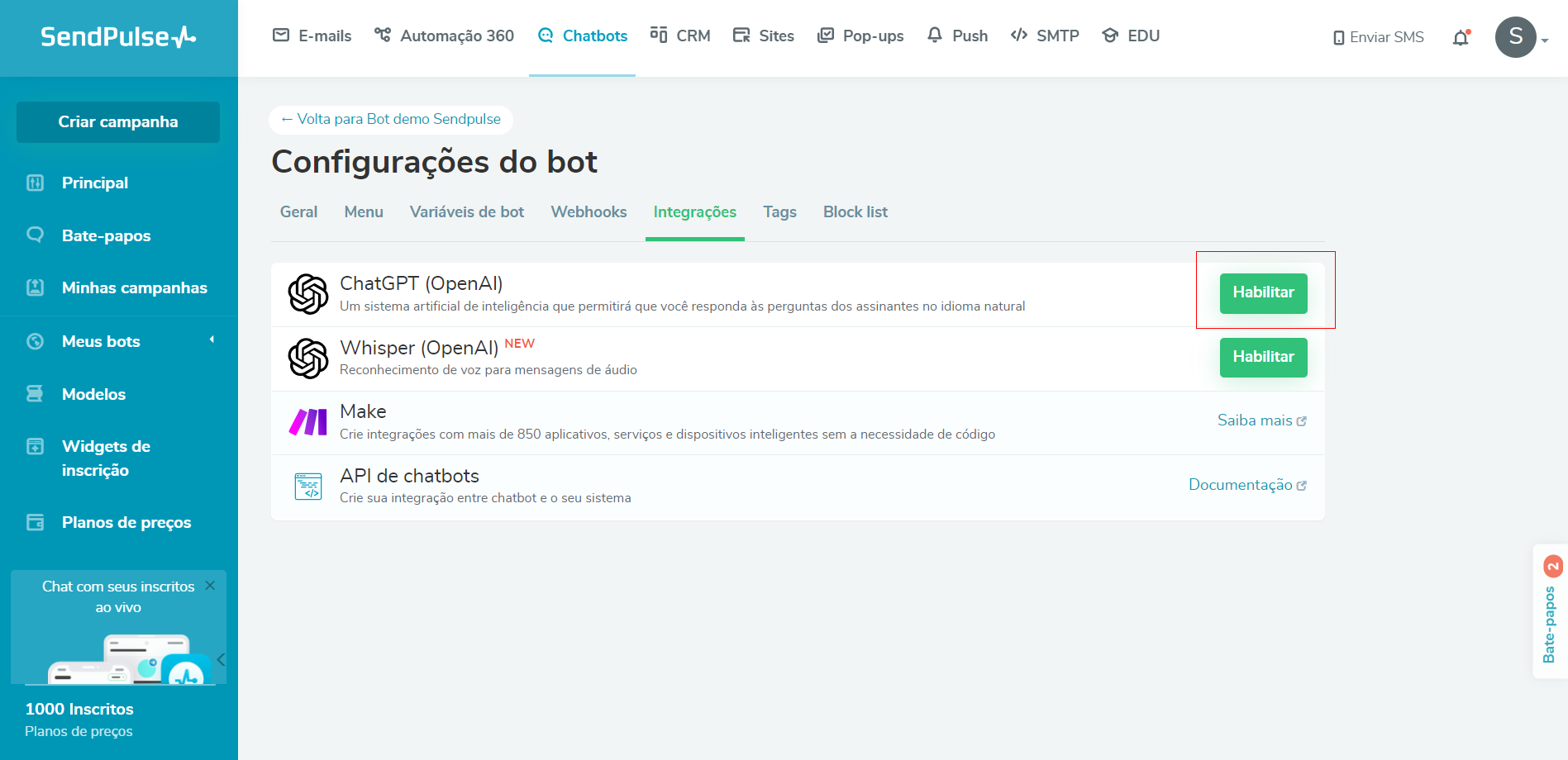 Melhores plataformas para criar chatbot com inteligência artificial | SendPulse