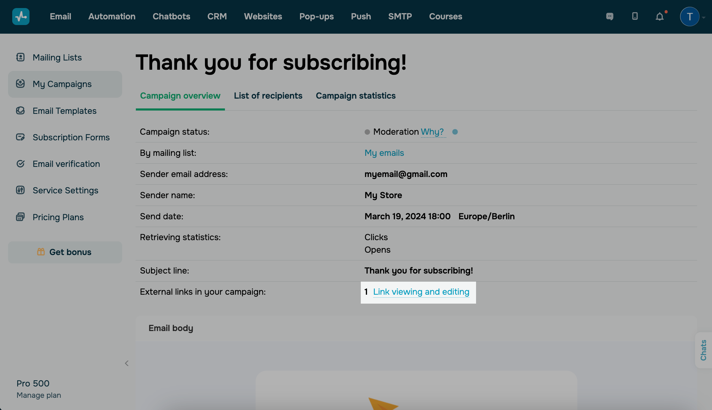 How to edit links in scheduled and sent emails | SendPulse