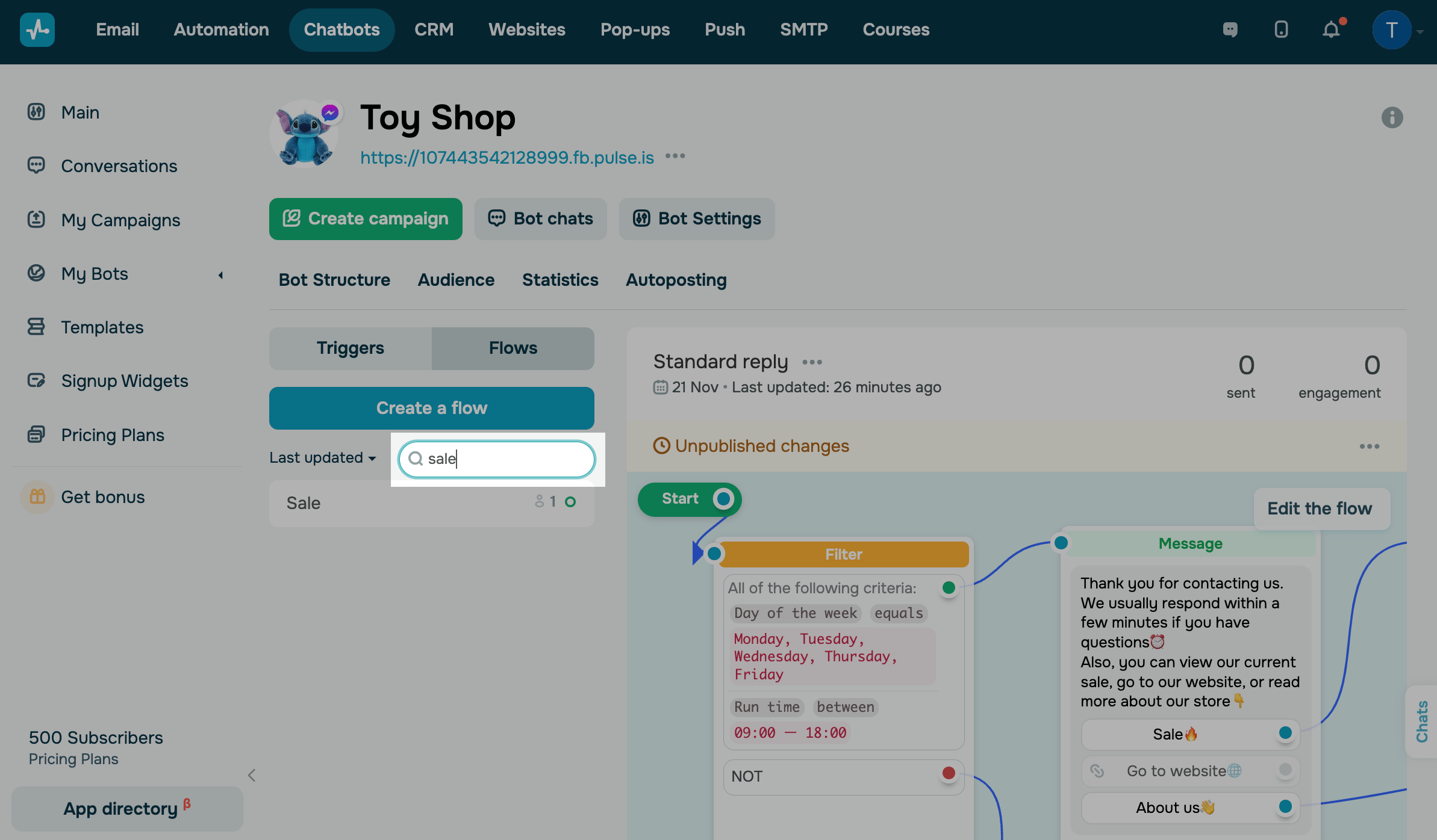 How to Work with the Chatbot Flow Builder | SendPulse