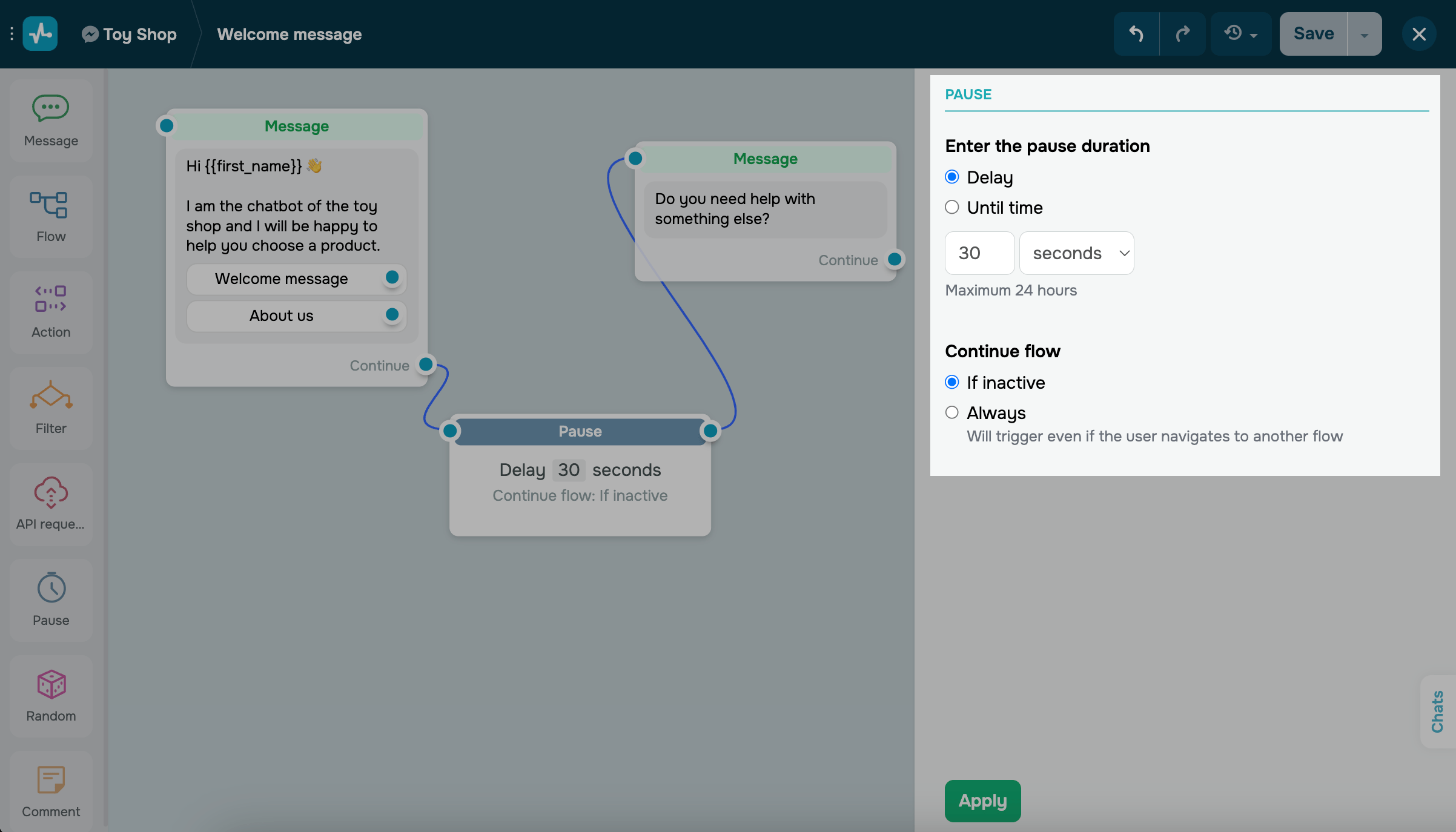 How to create an automated Facebook chatbot flow | SendPulse