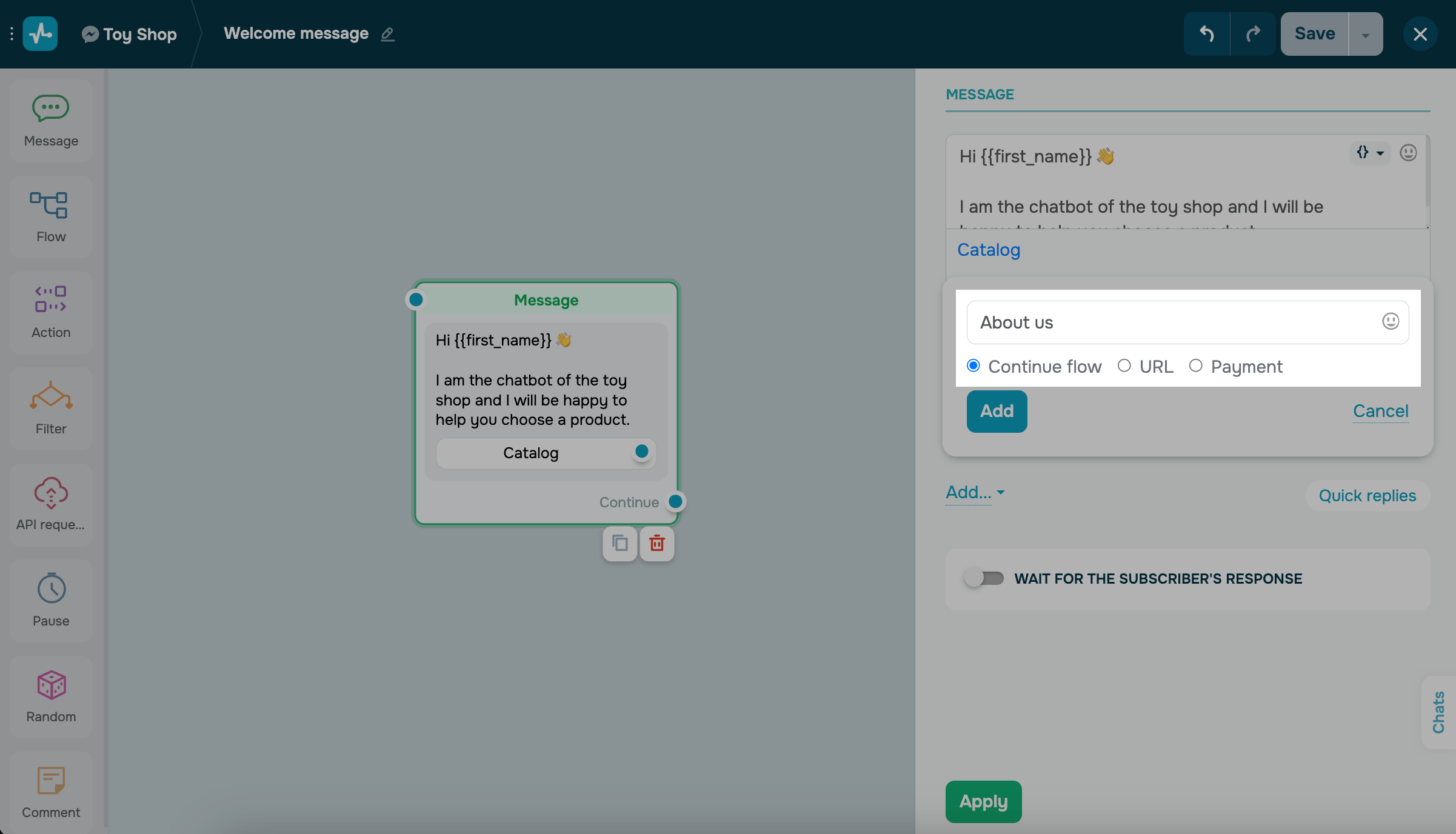 How to create an automated Facebook chatbot flow | SendPulse
