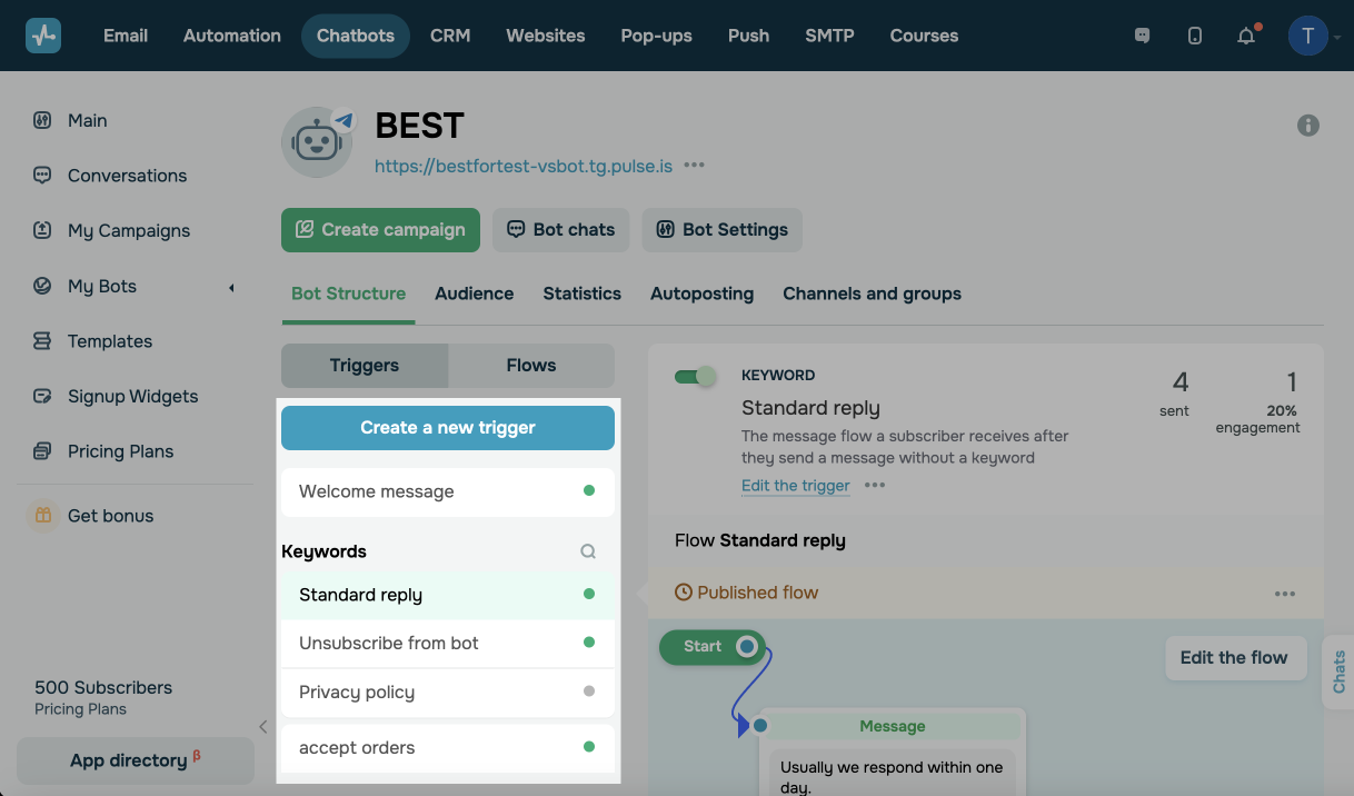 How to Set Up a Chatbot Launch | SendPulse
