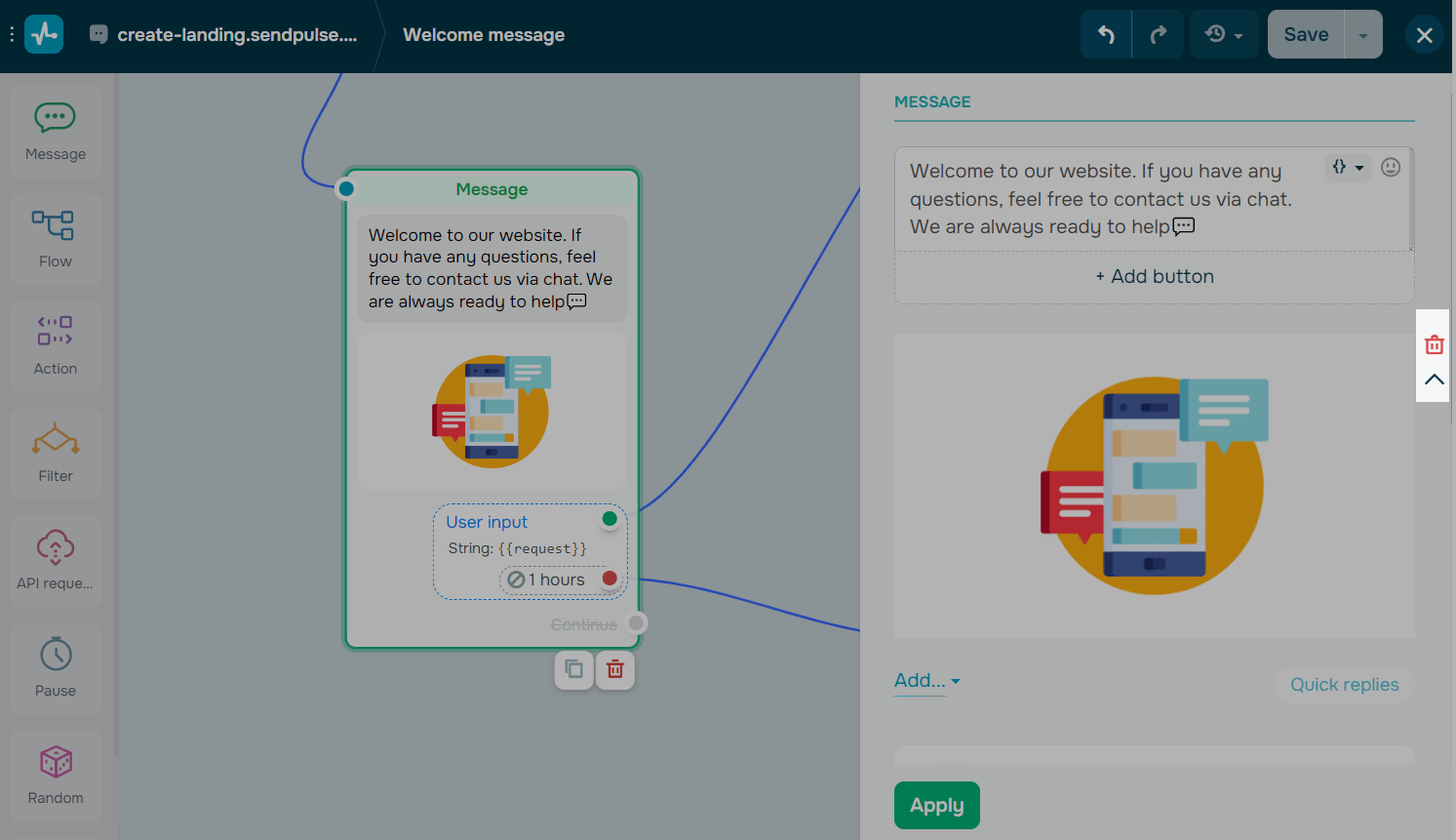 How to create an automated live chat flow for your website | SendPulse