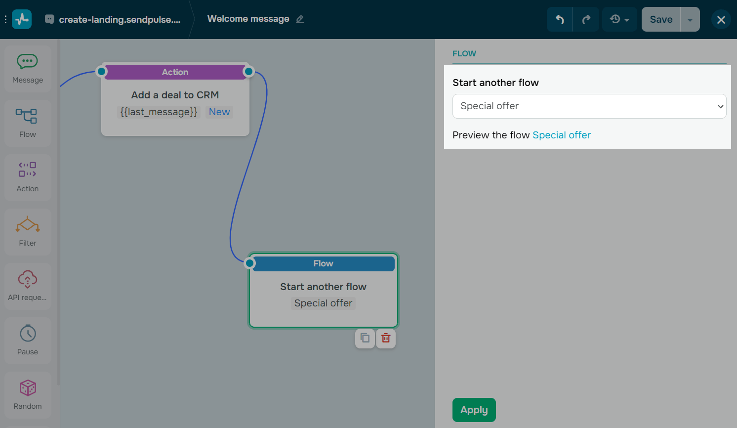 How to create an automated live chat flow for your website | SendPulse