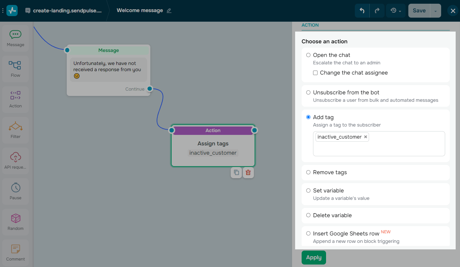 How to create an automated live chat flow for your website | SendPulse