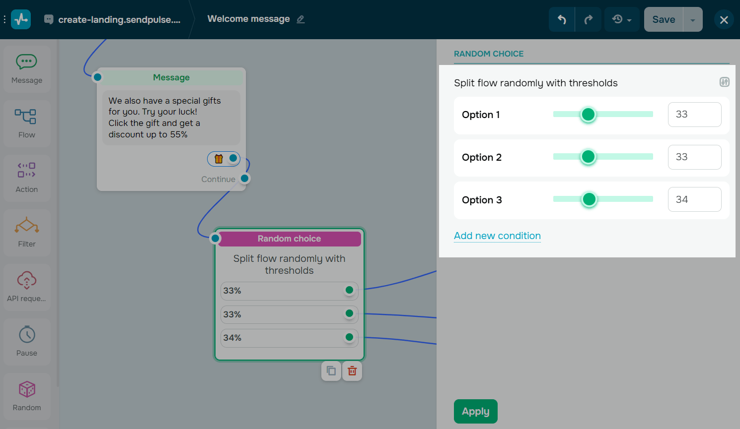 How to create an automated live chat flow for your website | SendPulse