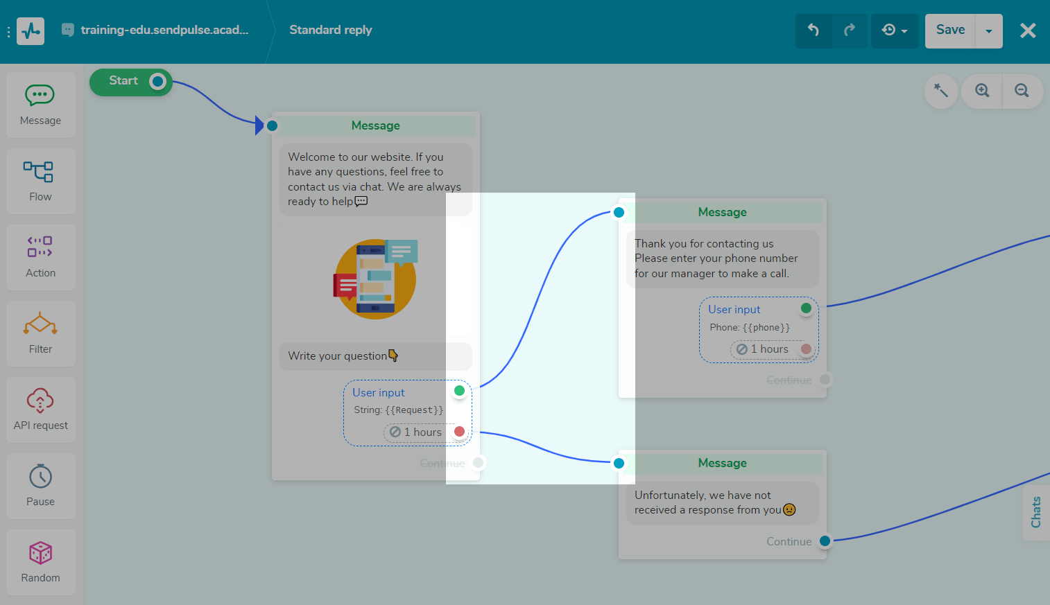 How to Create an Automated Live Chat Flow for Your Website | SendPulse