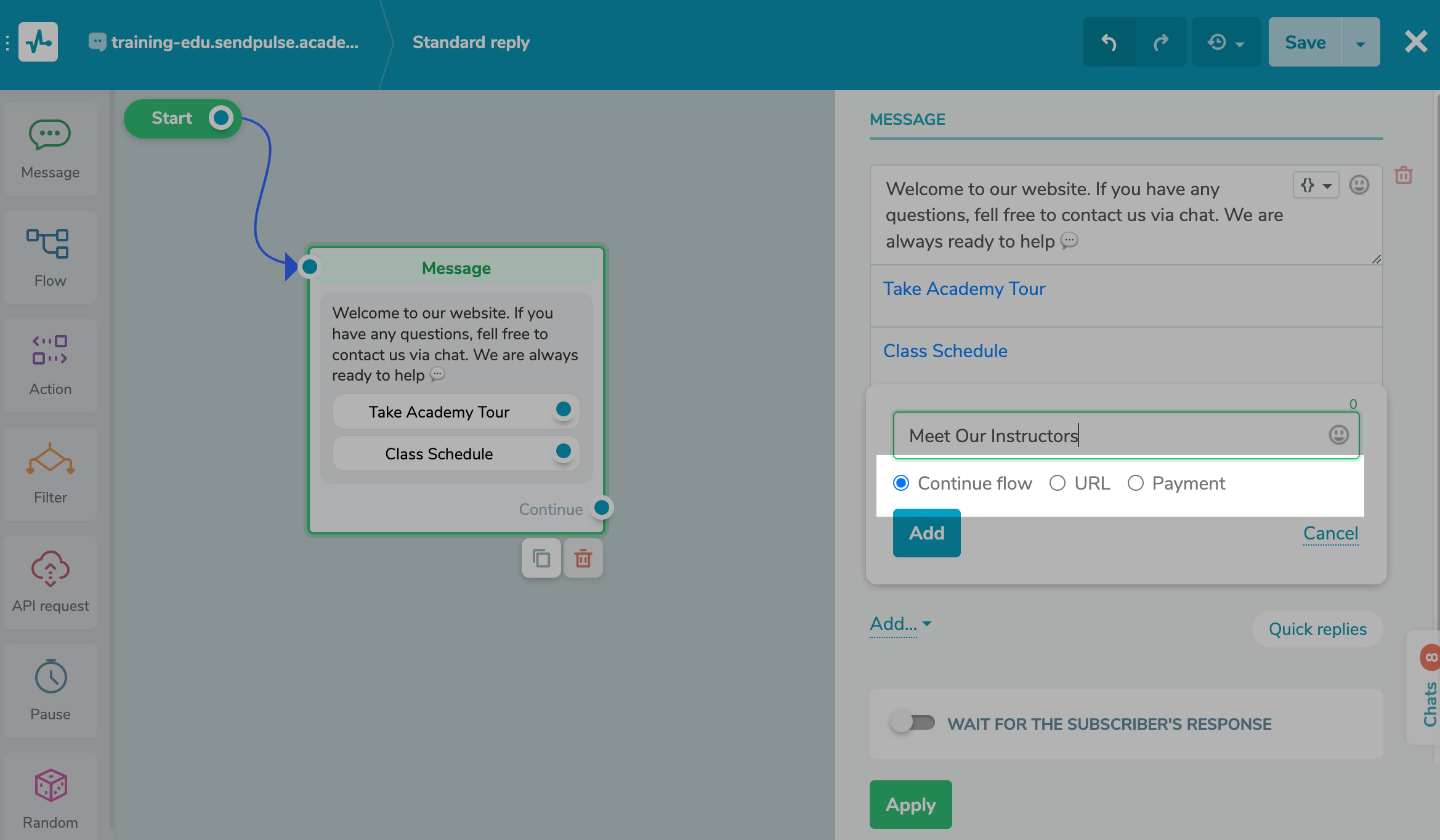 How to Create an Automated Live Chat Flow for Your Website | SendPulse