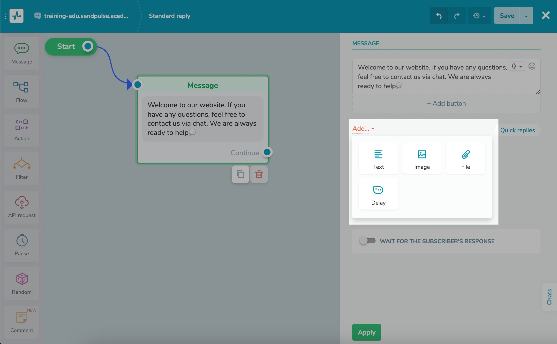 How to Create an Automated Live Chat Flow for Your Website | SendPulse