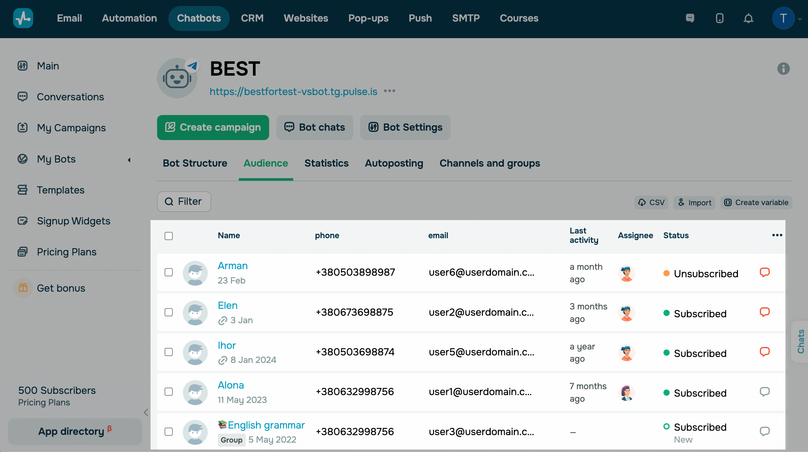 How to Manage Chatbot Subscribers and Their Data | SendPulse