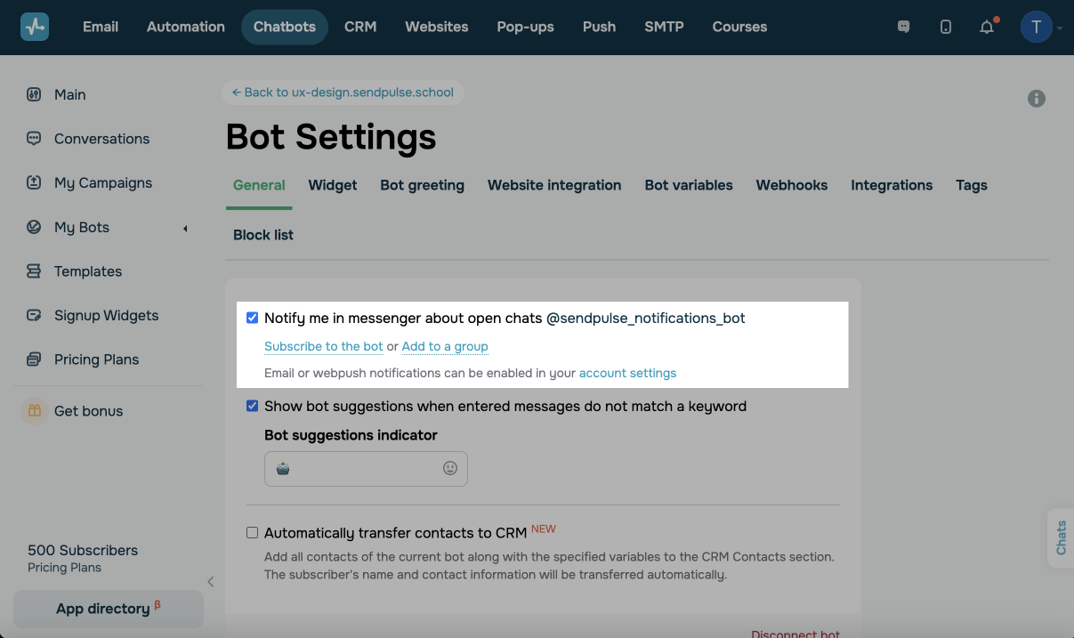 Cómo usar el bot “Notificaciones SendPulse” | SendPulse Cómo usar el bot “Notificaciones SendPulse” | SendPulse
