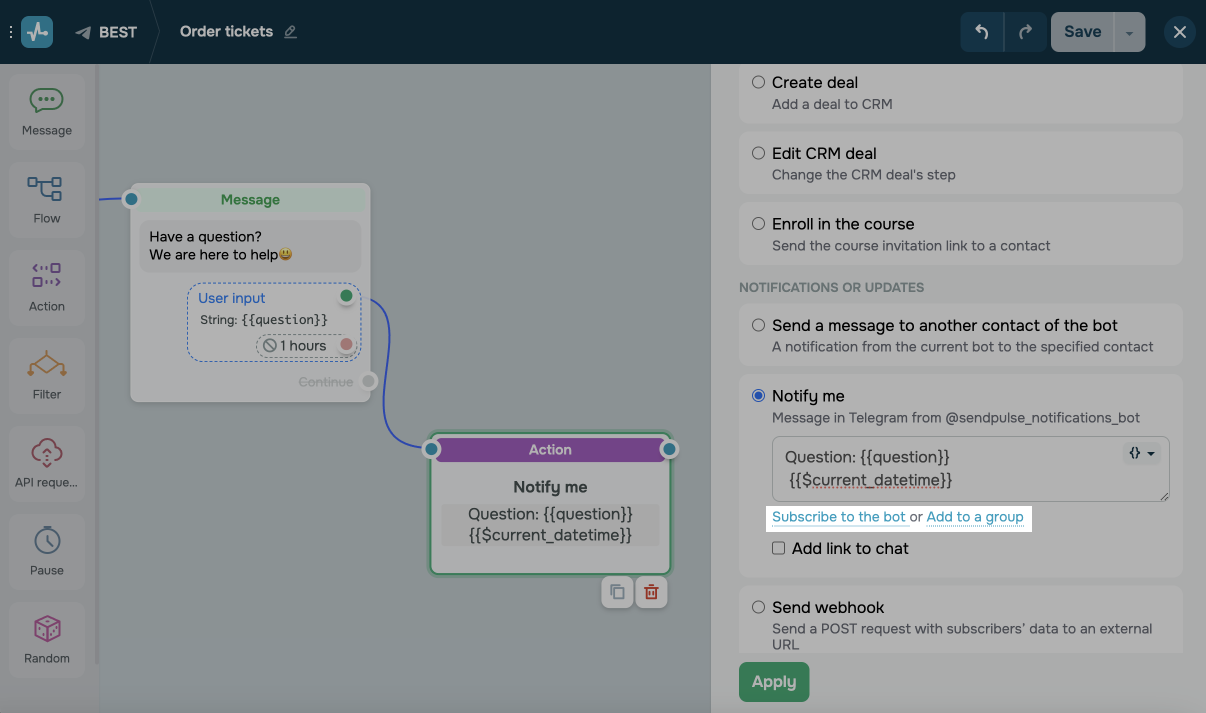 Cómo usar el bot “Notificaciones SendPulse” | SendPulse
