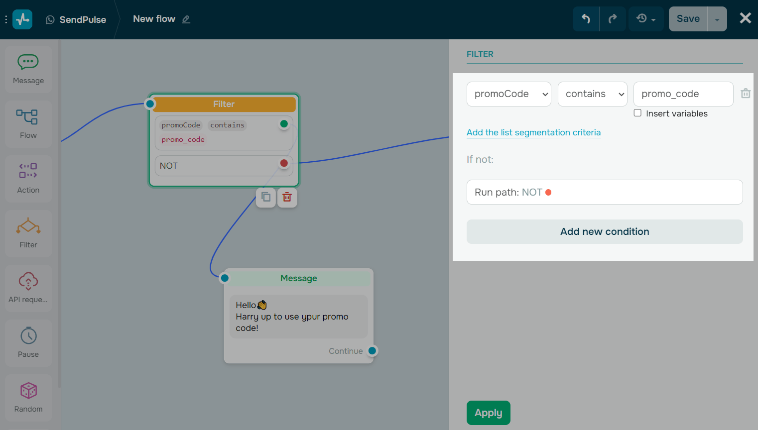 How to create an automated flow for a WhatsApp chatbot | SendPulse
