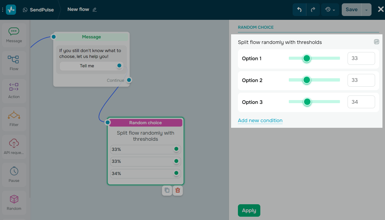 How to create an automated flow for a WhatsApp chatbot | SendPulse