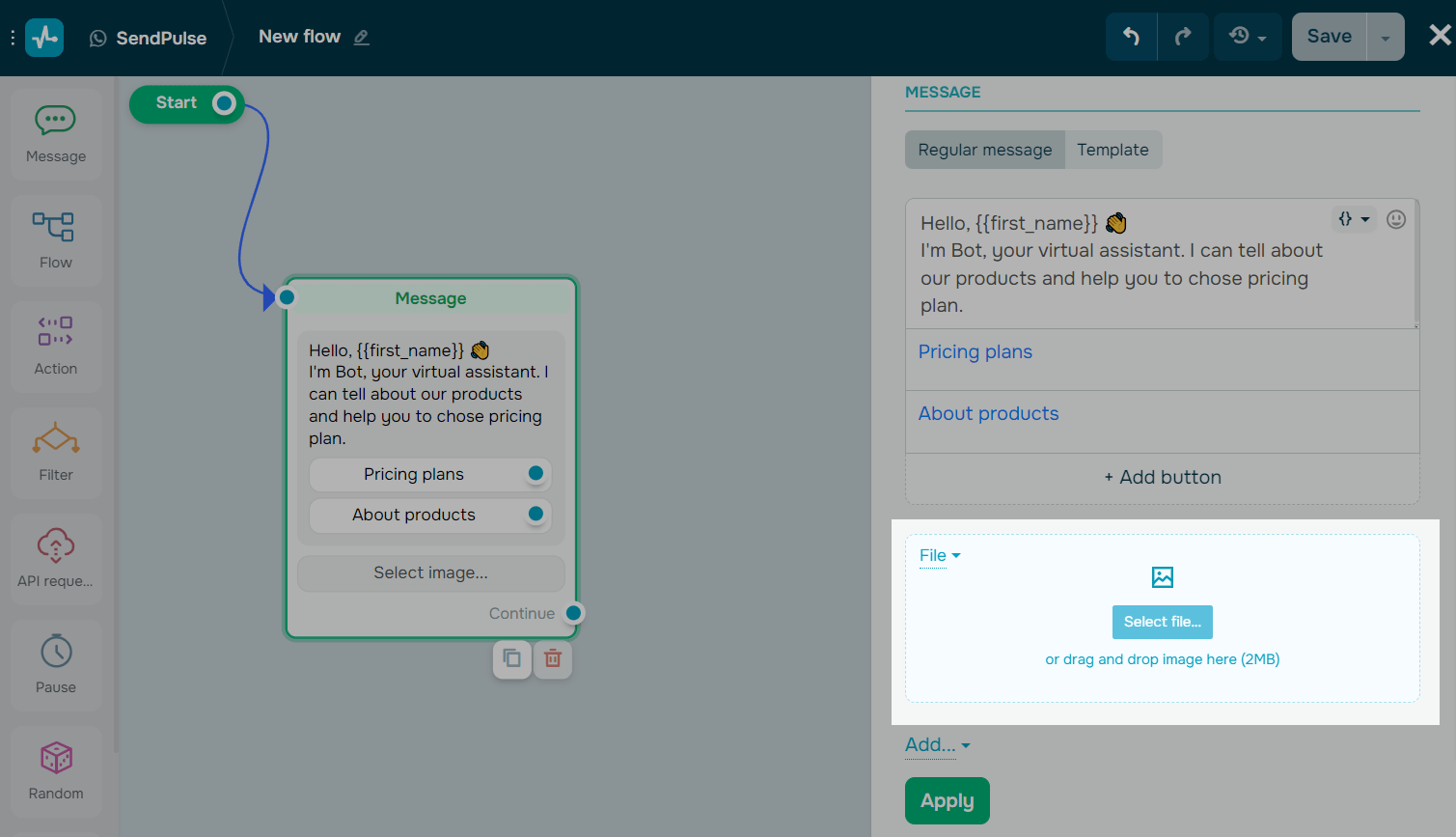 How to create an automated flow for a WhatsApp chatbot | SendPulse