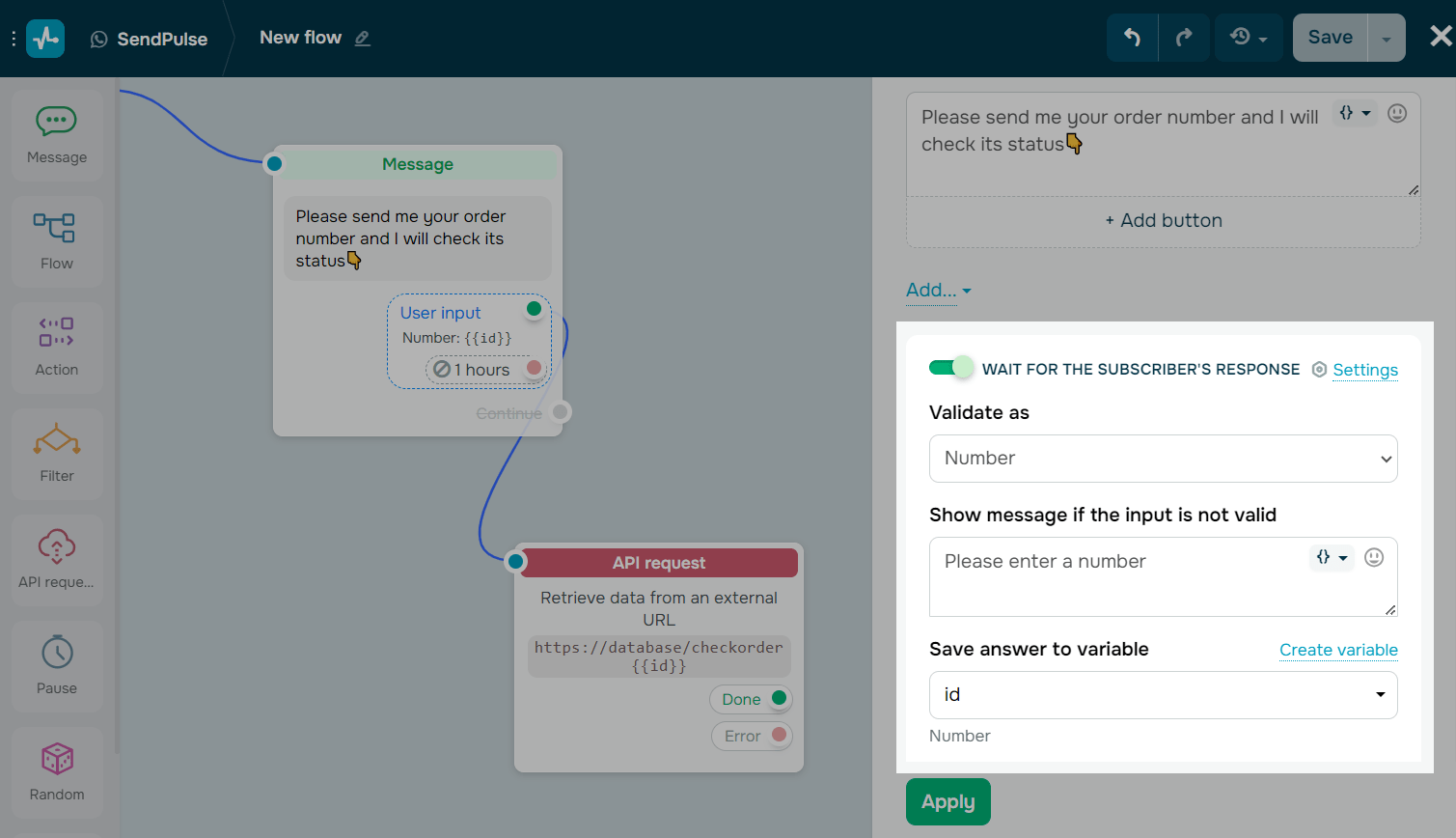 How to create an automated flow for a WhatsApp chatbot | SendPulse