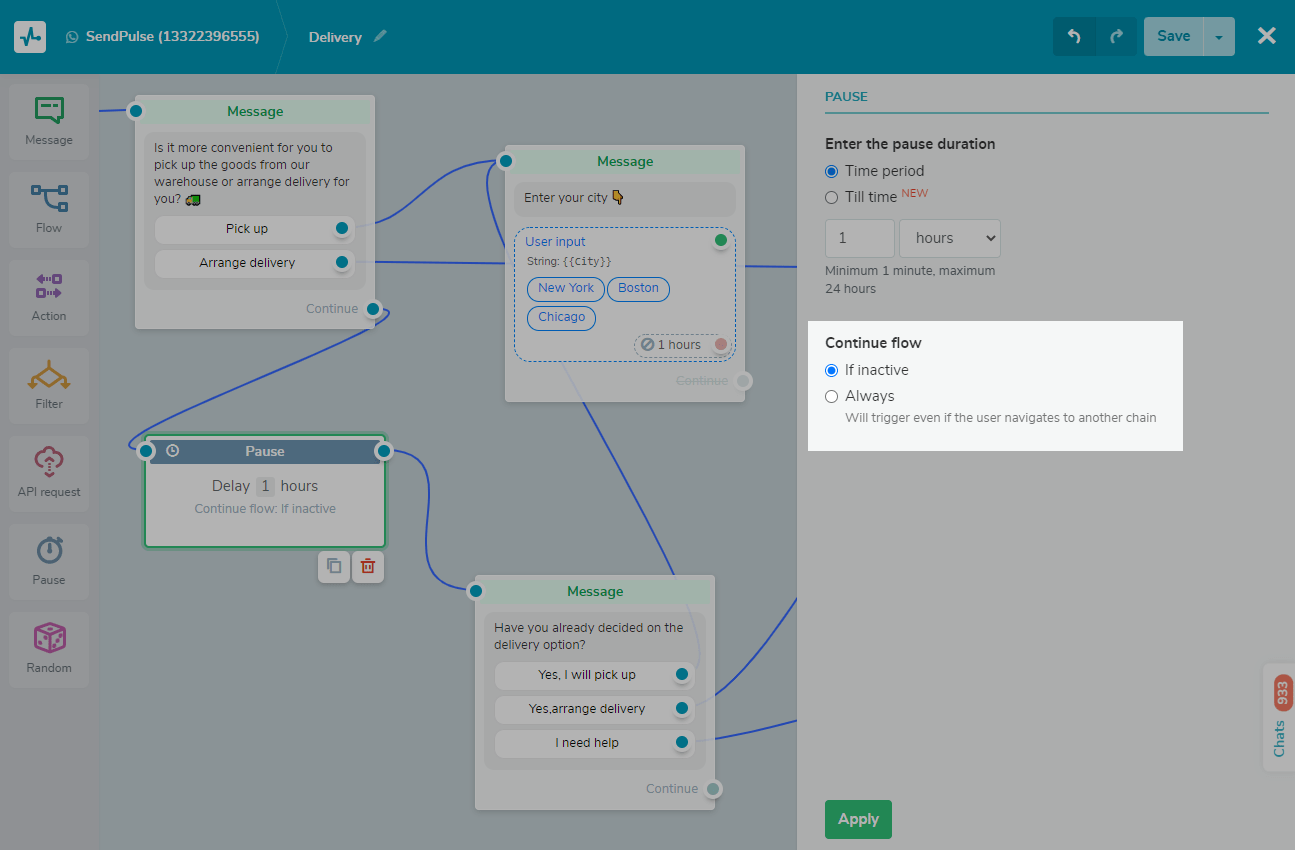 How to Create an Automated Flow for a WhatsApp Chatbot | SendPulse
