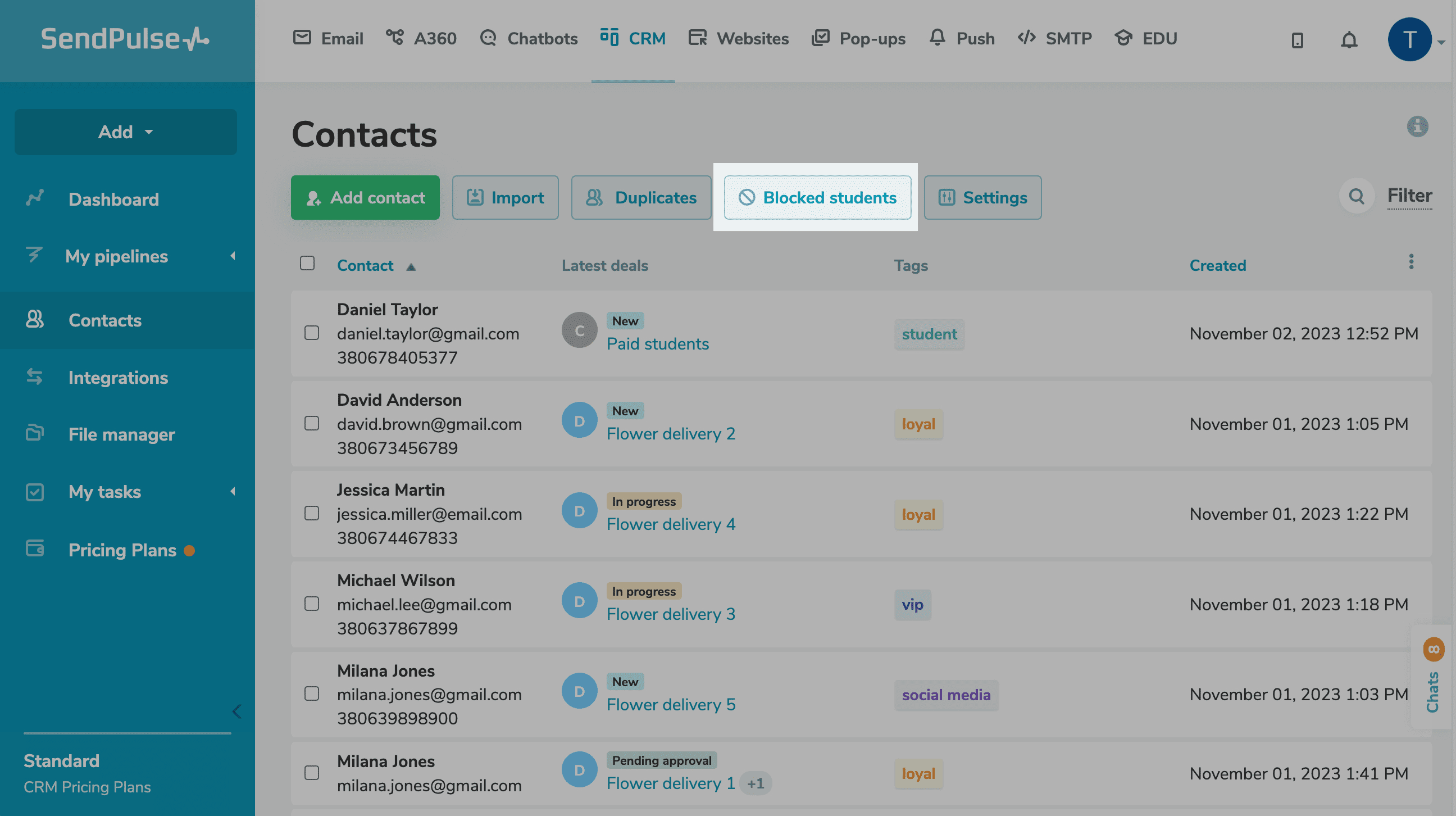 How to manage contacts | SendPulse