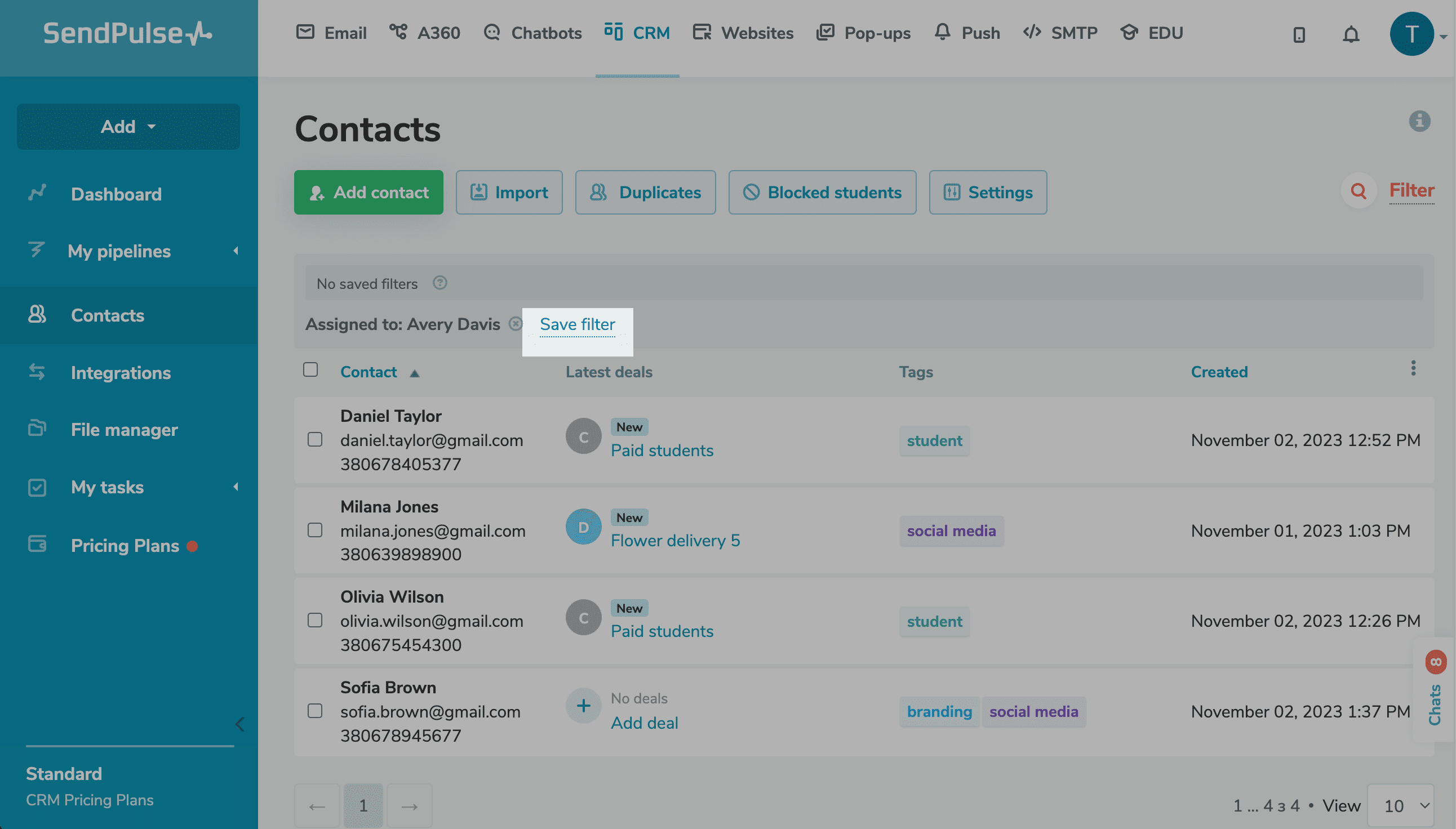 How to manage contacts | SendPulse