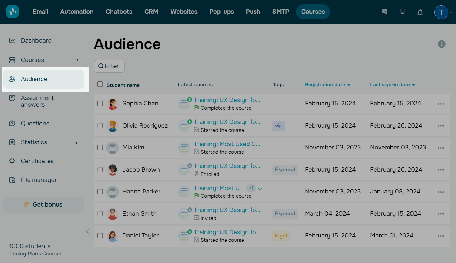 How to view student data | SendPulse