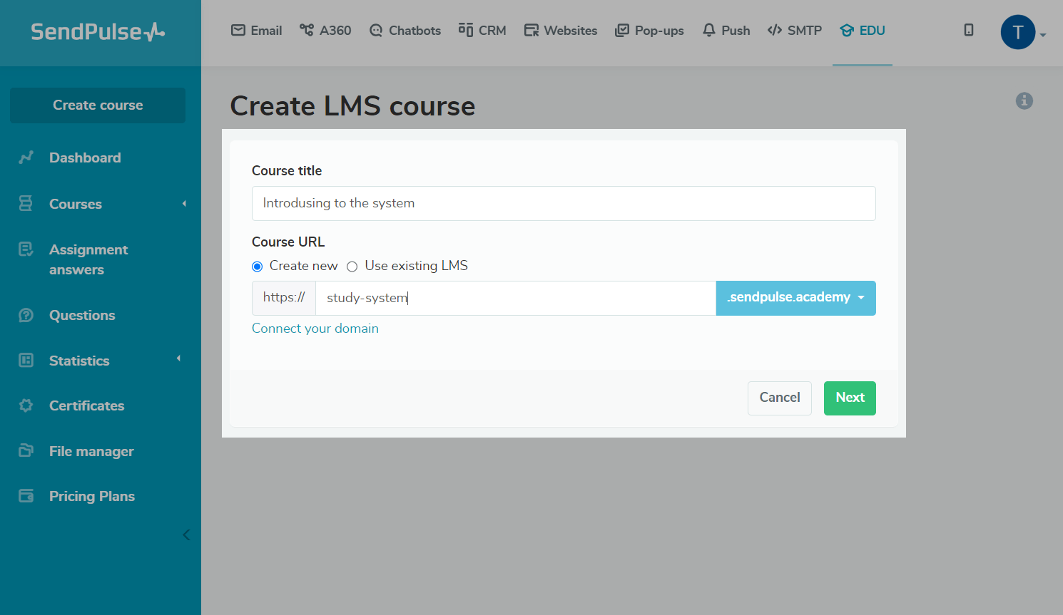 How To Create An Lms Project Sendpulse