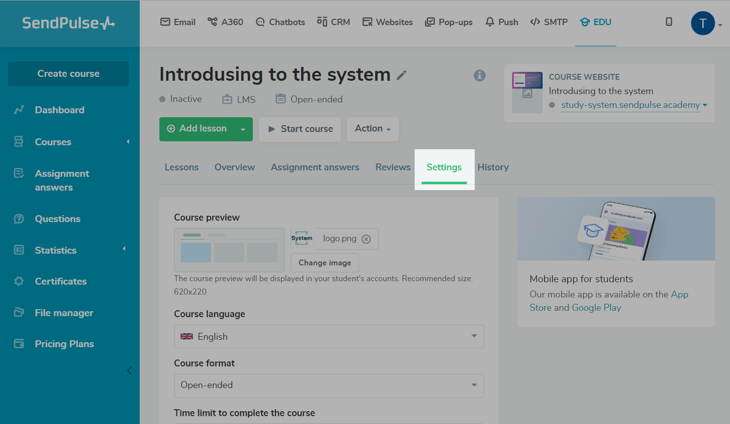 How To Create An Lms Project Sendpulse