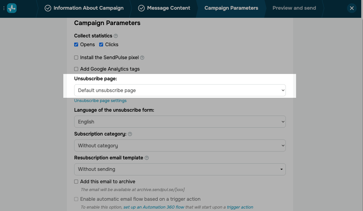 How to create an unsubscribe page | SendPulse