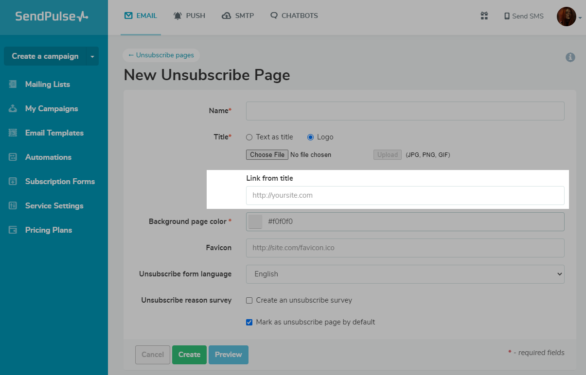 How to create an unsubscribe page | SendPulse