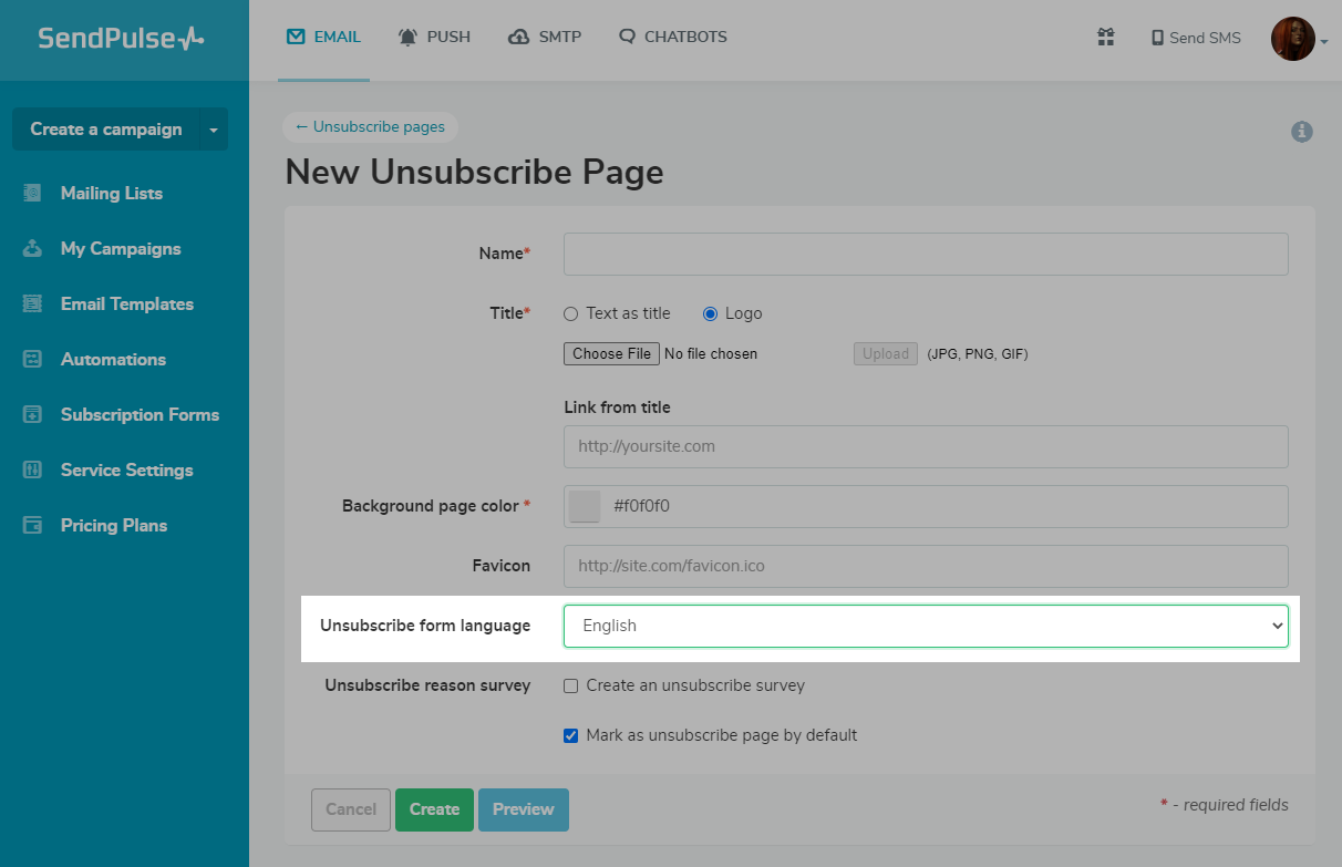 How to create an unsubscribe page | SendPulse