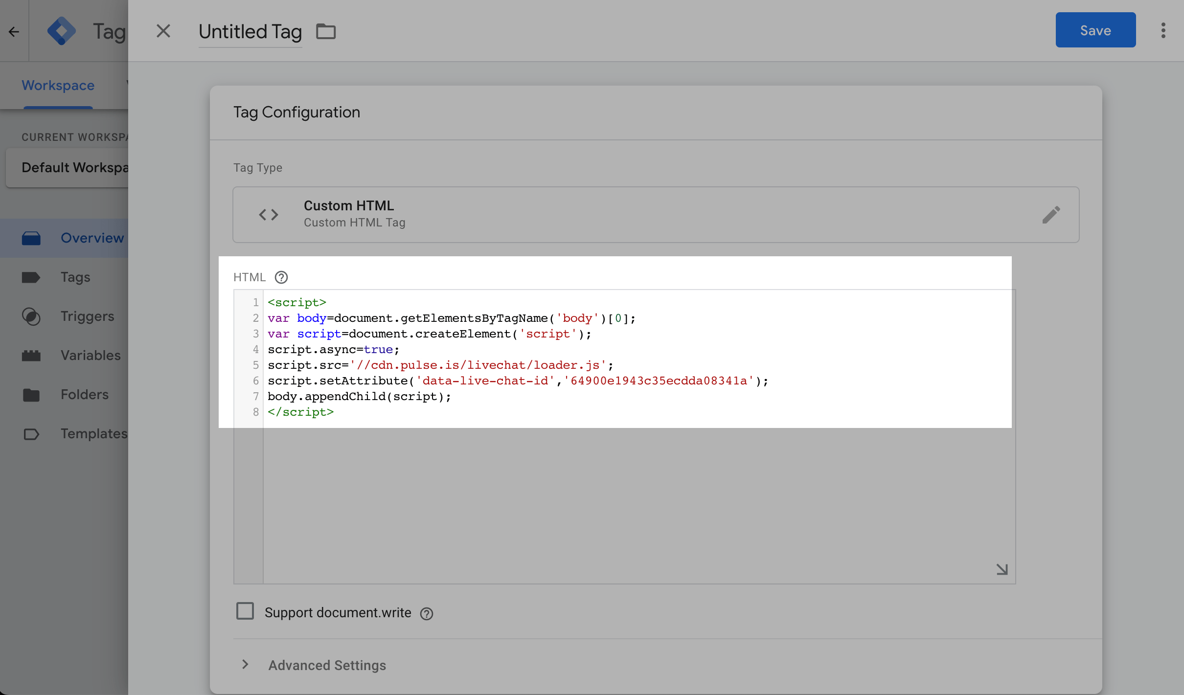 Cómo añadir código de chat en vivo a un sitio web mediante Google Tag ...