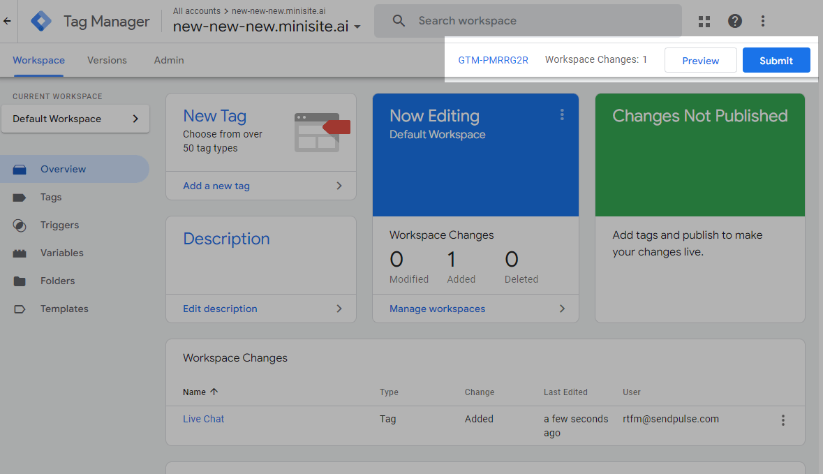 How to Add Live Chat Code to a Website Using Google Tag Manager | SendPulse