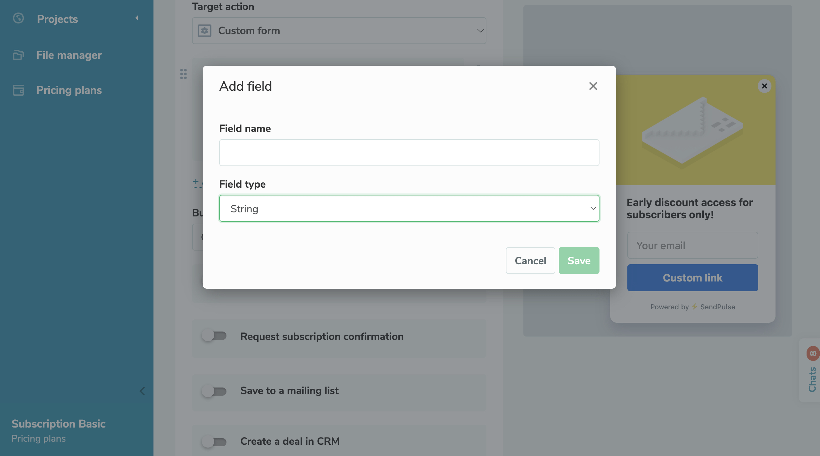 Como configurar um formulário pop-up personalizado | SendPulse