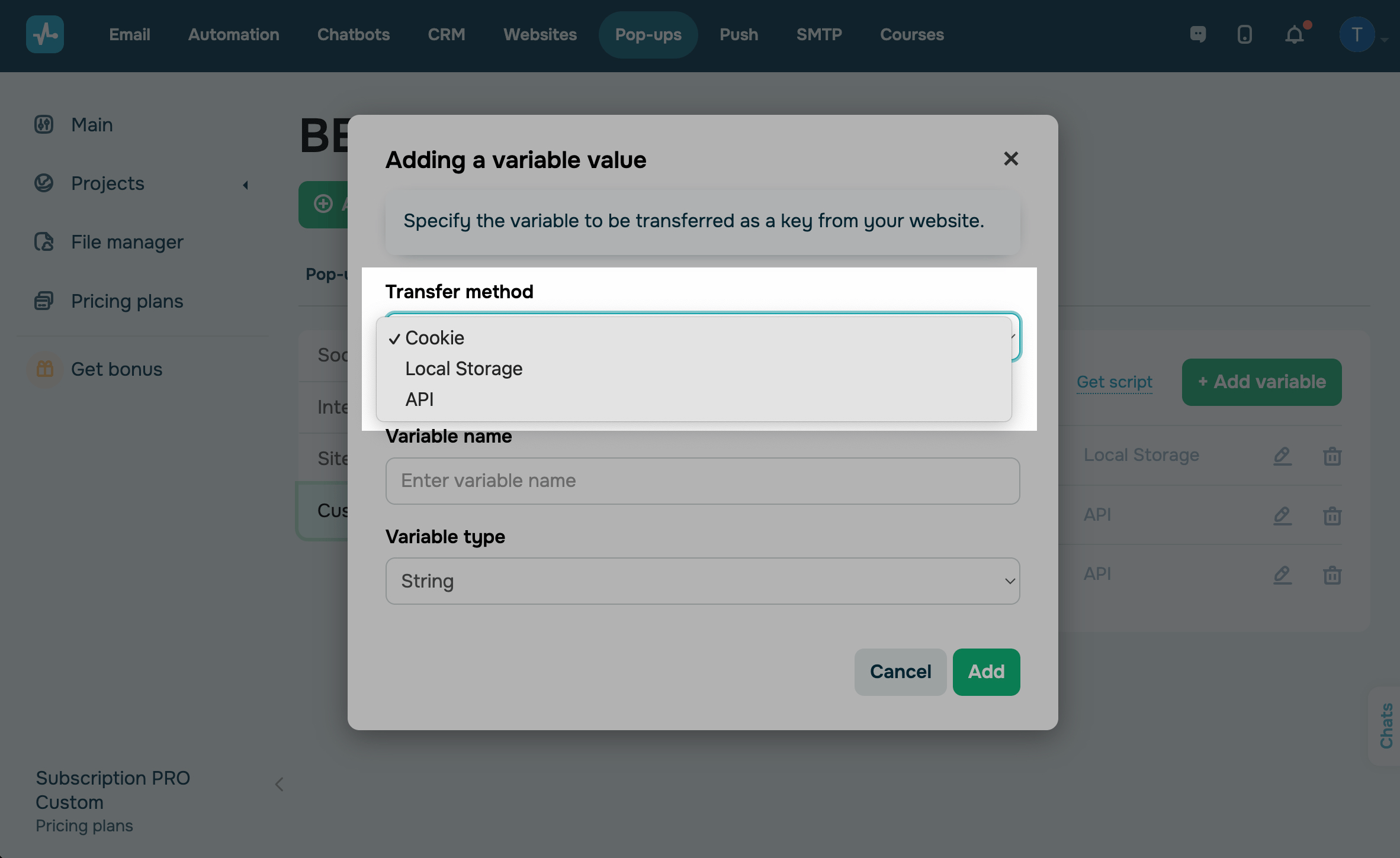 Cómo transferir variables personalizadas | SendPulse