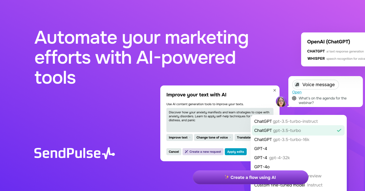 Automate your marketing efforts with AI-powered tools | SendPulse