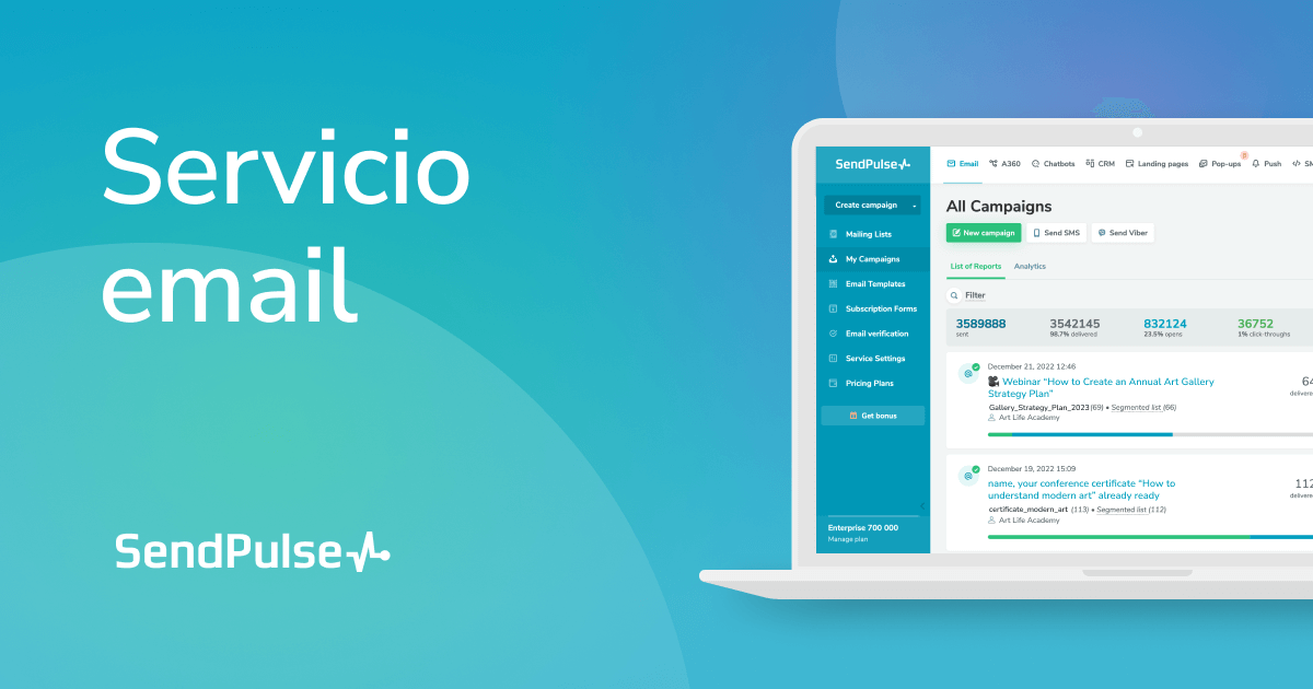 Envío gratis de correos masivos | SendPulse